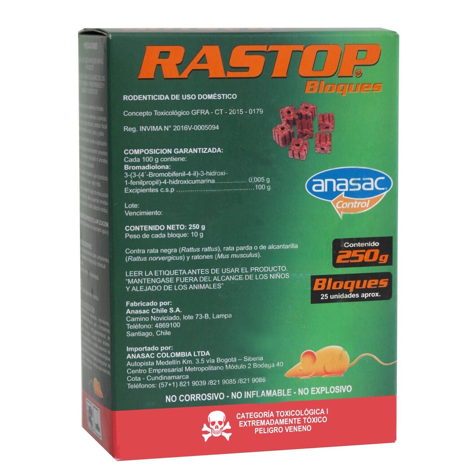 RODENTICIDA / RATICIDA RASTOP PELLET (50 GR) - Anasac Ambiental