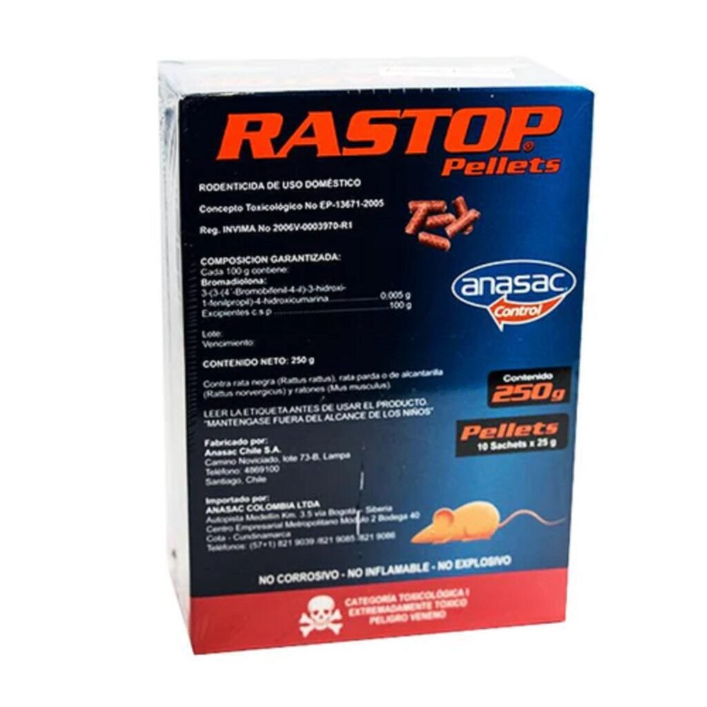 RODENTICIDA / RATICIDA RASTOP PELLET (250 GR) - Anasac Ambiental